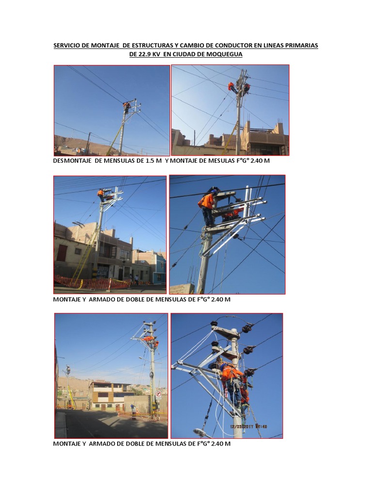 SERVICIO DE MONTAJE DE ESTRUCTURAS Y CAMBIO DE CONDUCTOR EN LINEAS ...