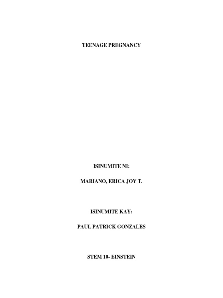 Teenage Pregnancy (Esp Research) | PDF