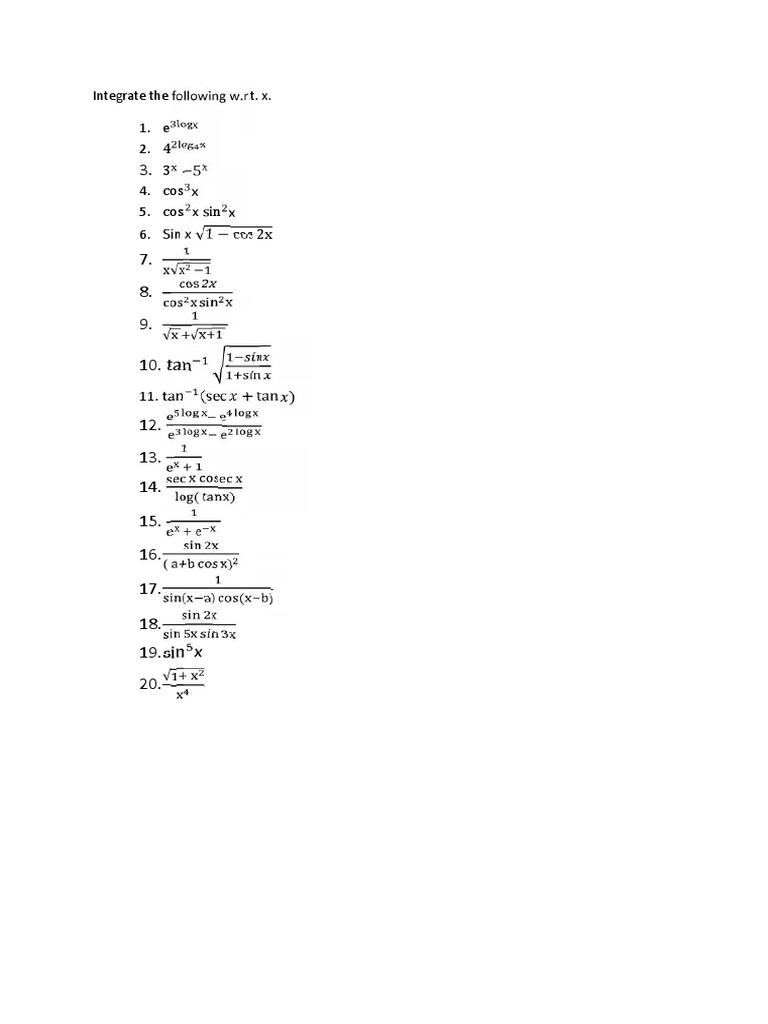 Integration Exercises Pdf