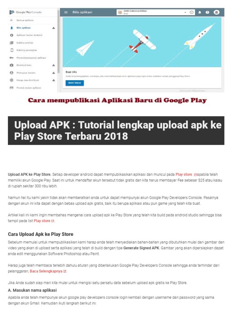 Upload APK - Tutorial Lengkap Upload Apk Ke Play Store Terbaru 2018 | PDF