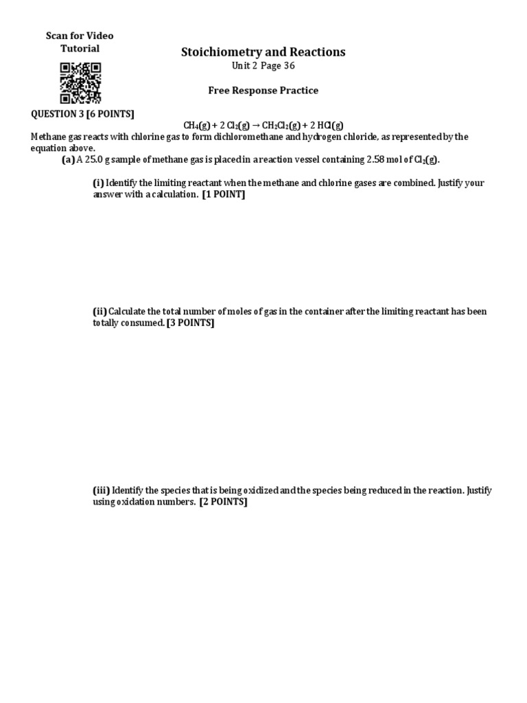AP Chemistry Unit 2 Packet 3 | PDF | Stoichiometry | Chemical Reactions