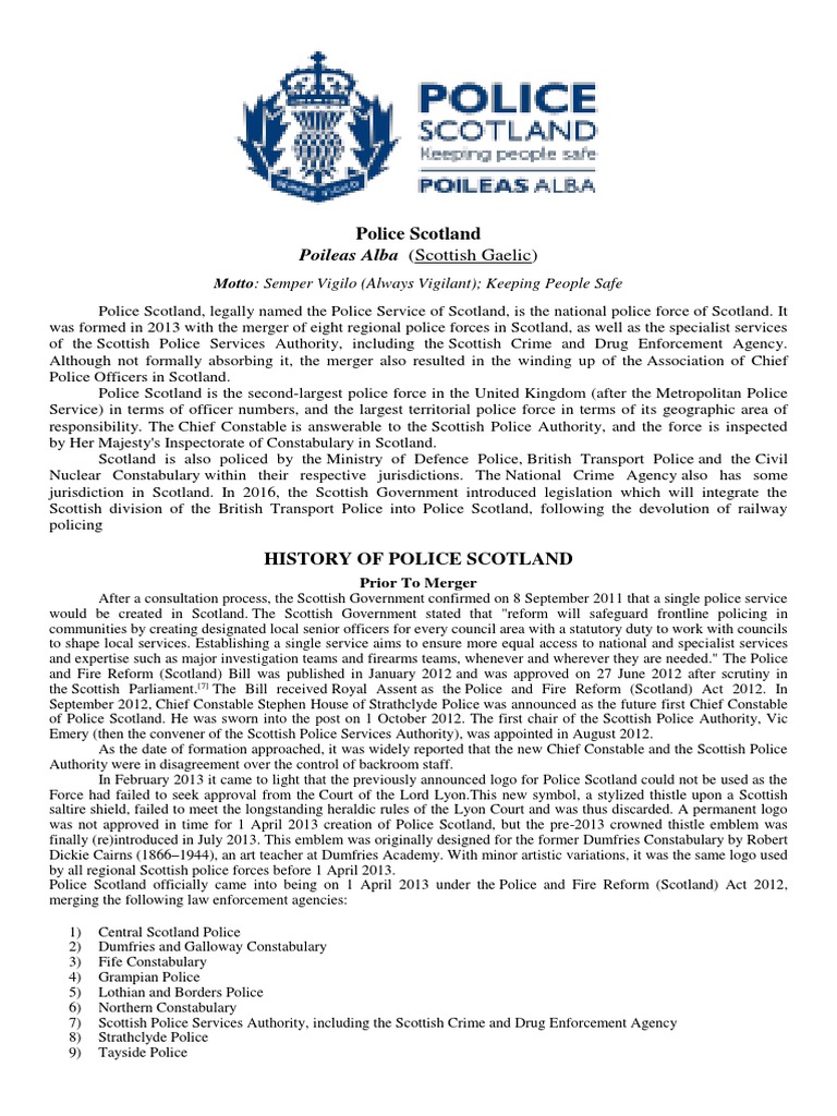 Police Scotland: Poileas Alba (Scottish Gaelic) | PDF | Inspector ...