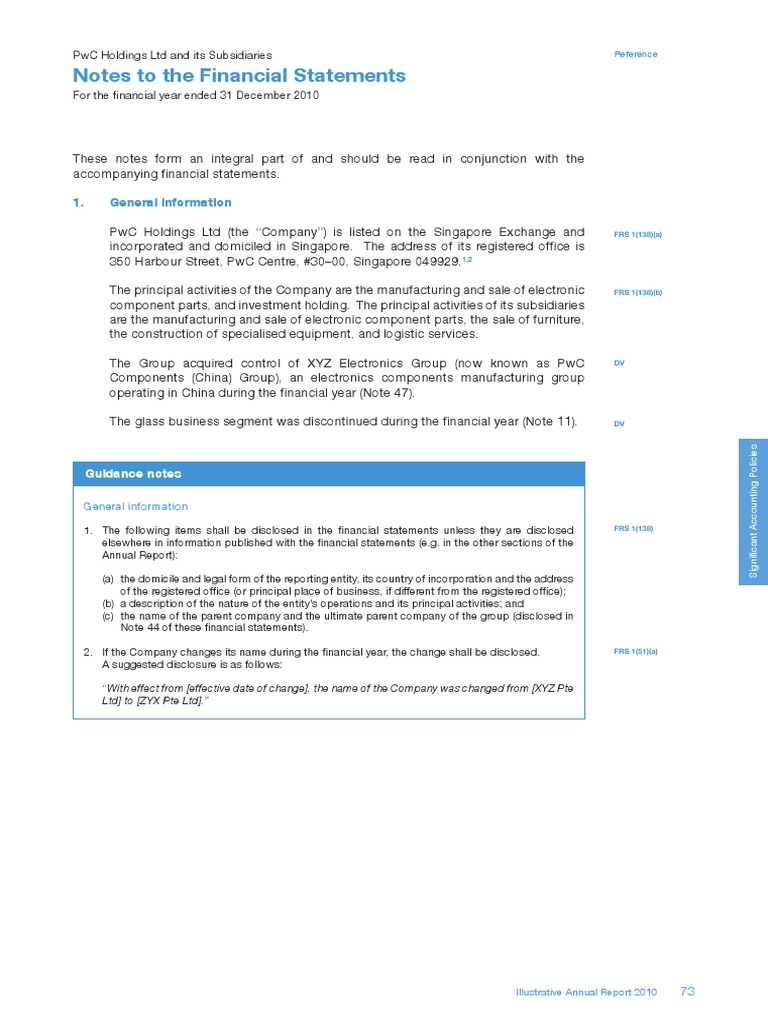 Notes To The Financial Statements: 1. General Information | PDF | Going ...