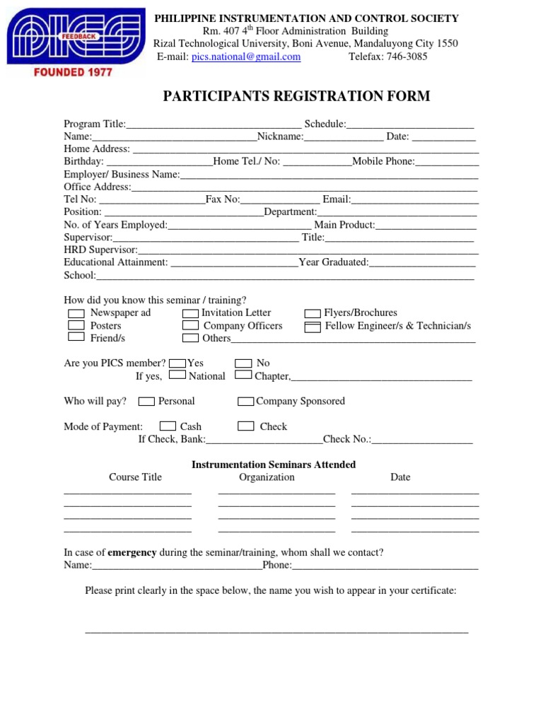 Seminar Registration Form | PDF | Business
