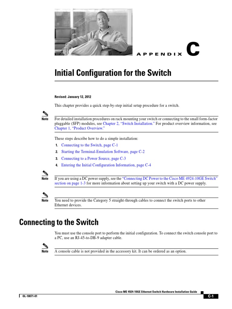 Initial Configuration For The Switch | PDF | Ip Address | Network Switch
