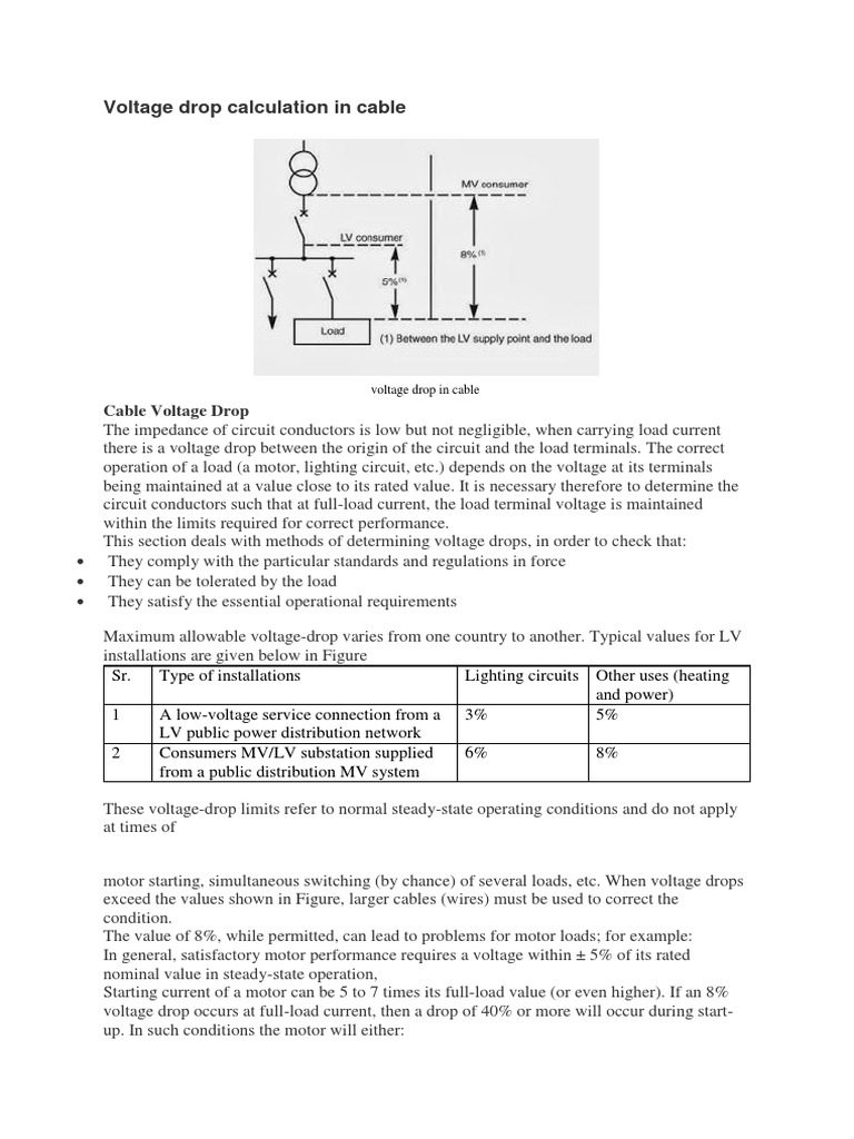 Voltage Drop Calculation in Cable | PDF | Electric Power Distribution ...