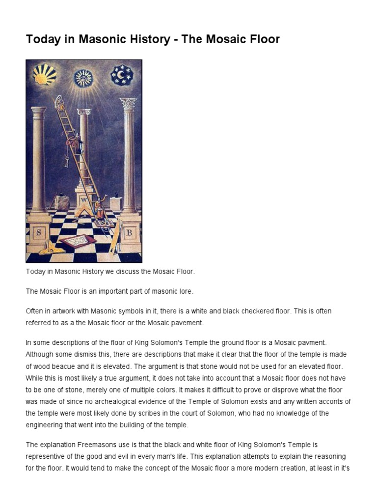 Today in Masonic History - The Mosaic Floor | PDF | Freemasonry | Reason