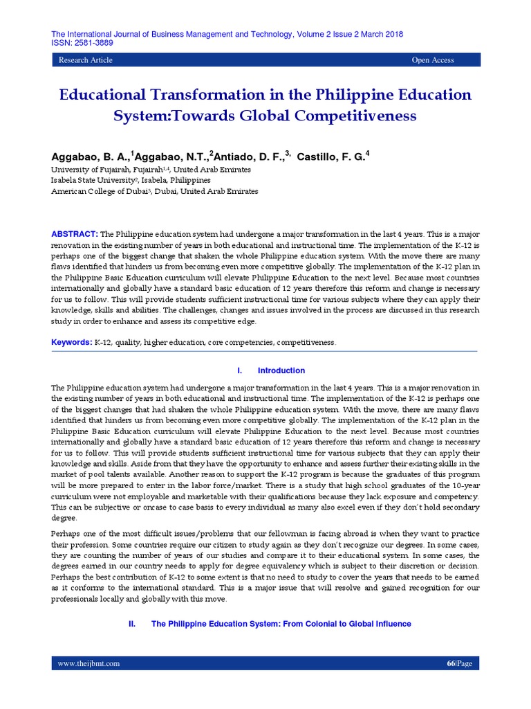 Educational Transformation in The Philippine Education System:Towards ...