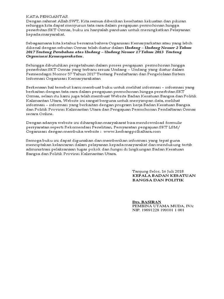 Prosedur Pembuatan SKT Permendagri Nomor 57 Tahun 2017 | PDF