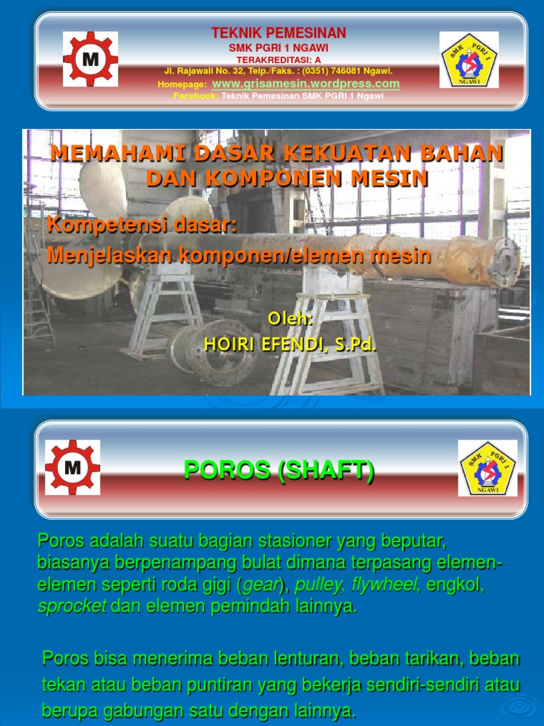 Kekuatan dan Komponen Poros Mesin | PDF