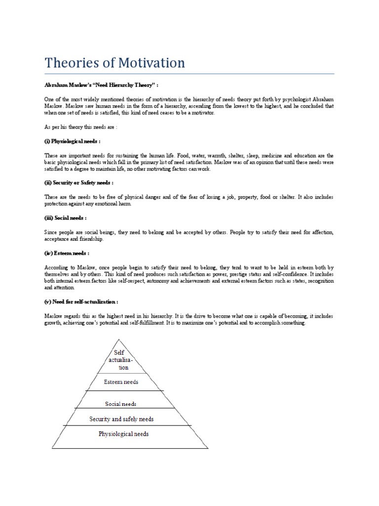 Key Motivation Theories Explained | PDF | Motivation | Grammar