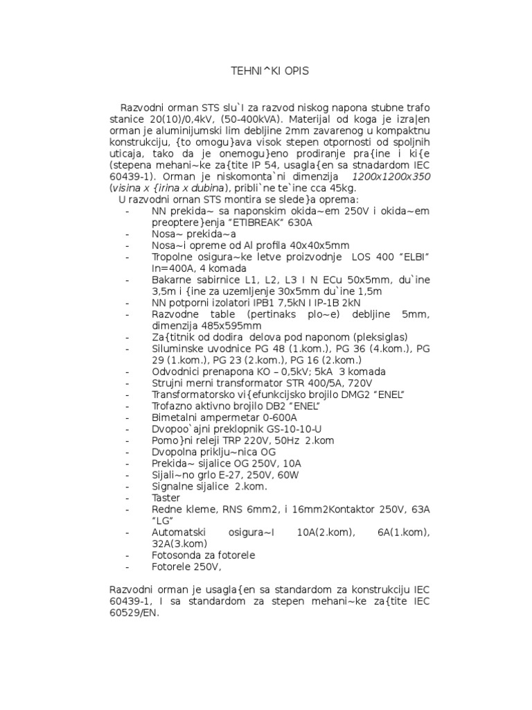 Tehnicki Opis | PDF