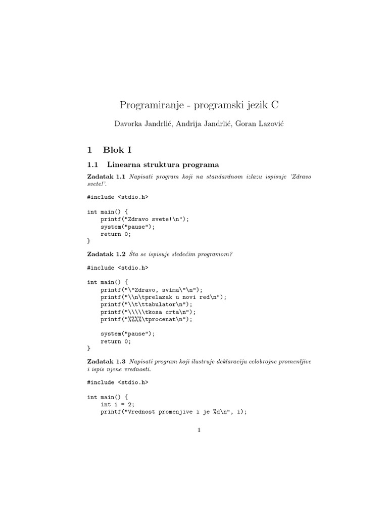 Programiranje - C PDF | PDF