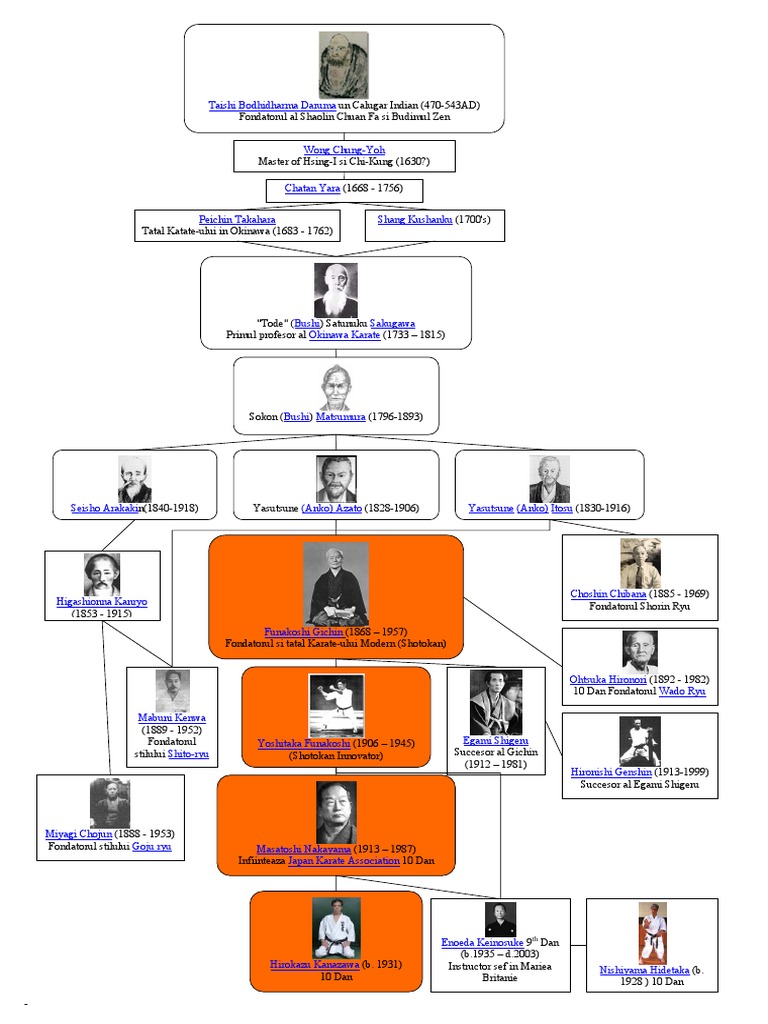 Arbore Genealogic Karate Shotokan | PDF | Karate | Shotokan