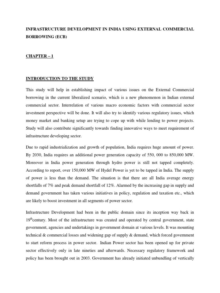 Infrastructure Development in India Using External Commercial Borrowing ...