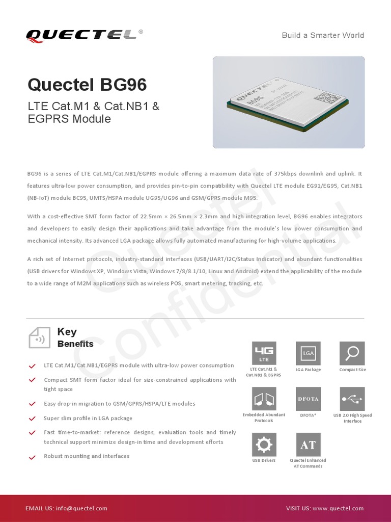 Quectel BG96 LTE Specification V1.0 | PDF | Lte (Telecommunication) | High Speed Packet Access
