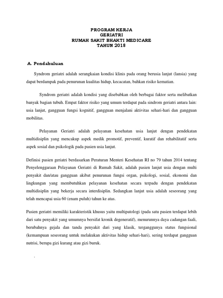 Program Kerja Geriatri RSBM | PDF