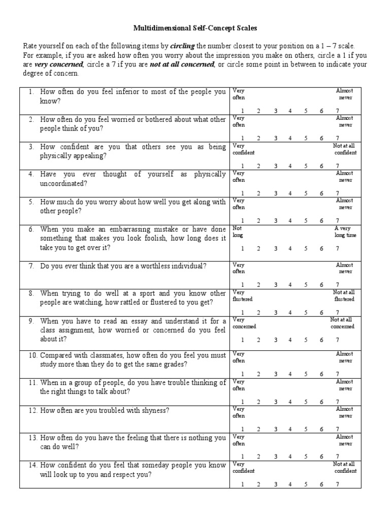 Multidimensional Self Concept | PDF | Self Concept | Self