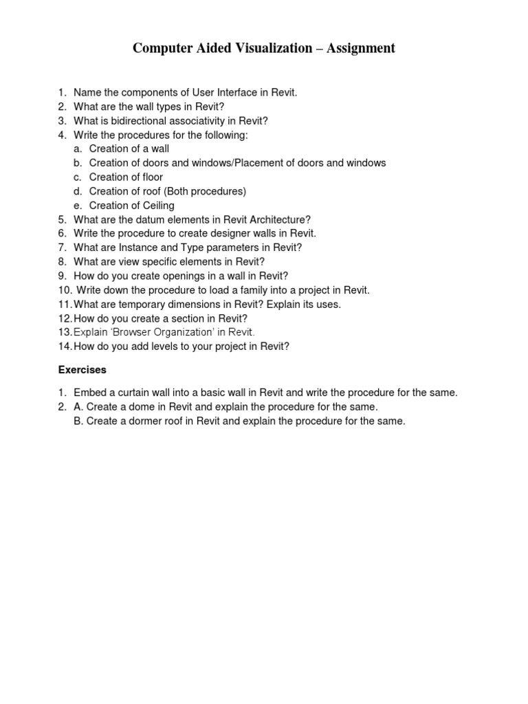 Computer Aided Visualization - Assignment: Exercises | PDF | Autodesk ...