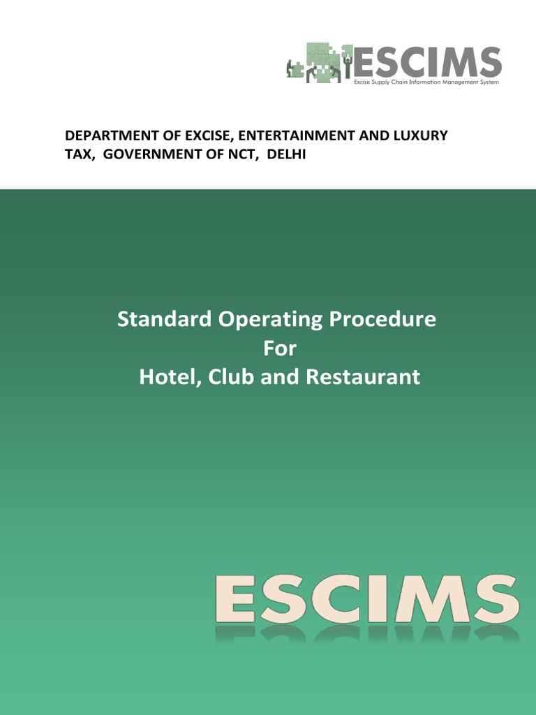 ESCIMS SOP for Hotels and Restaurants | PDF | Barcode | Image Scanner