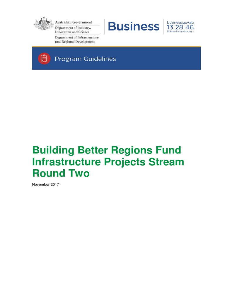 Building Better Regions Fund Infrastructure Projects Stream Program ...