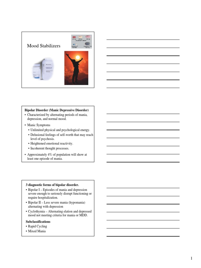 Mood Stabilizers: Bipolar Disorder (Manic Depressive Disorder) | PDF ...