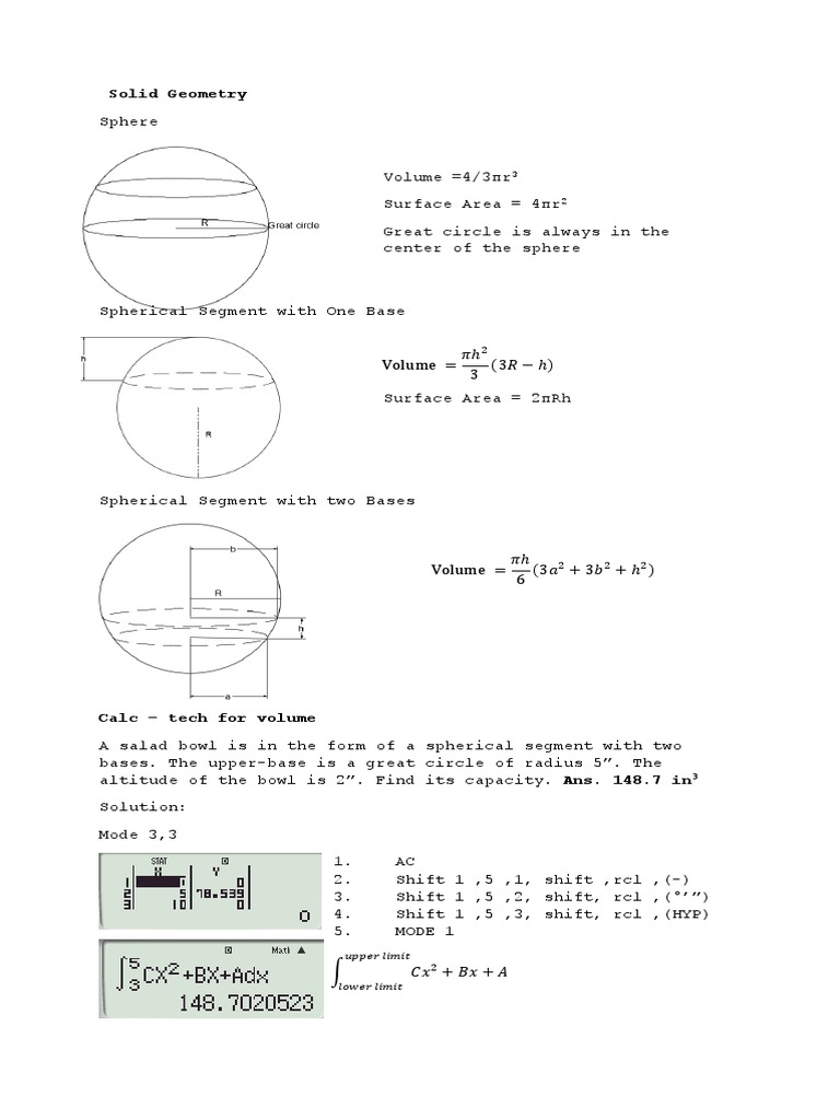 Solid Geometry | PDF | Volume | Sphere