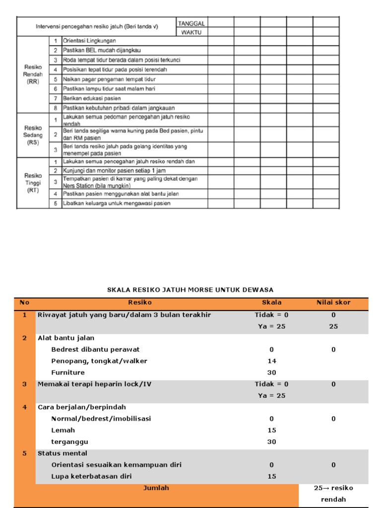 Skala Resiko Jatuh Morse Untuk Dewasa | PDF