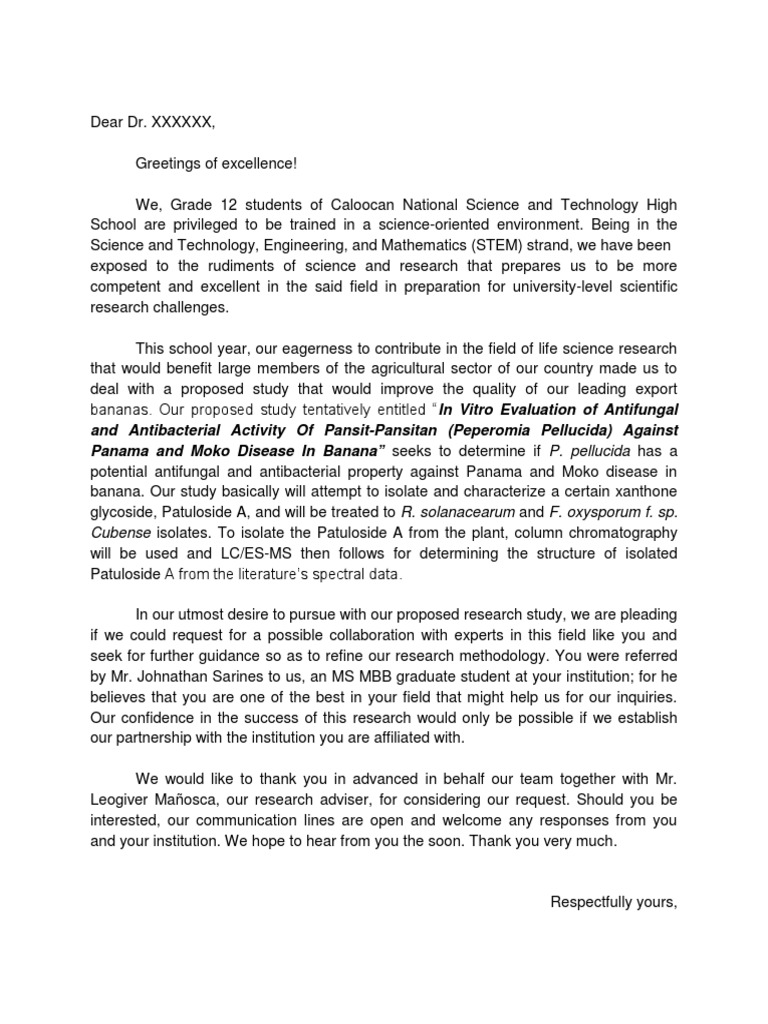 SAMPLE Letter Body For UPLB Experts EDITED | PDF | Science | Science ...