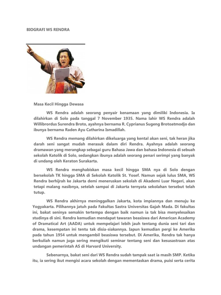Biografi WS Rwndra | PDF