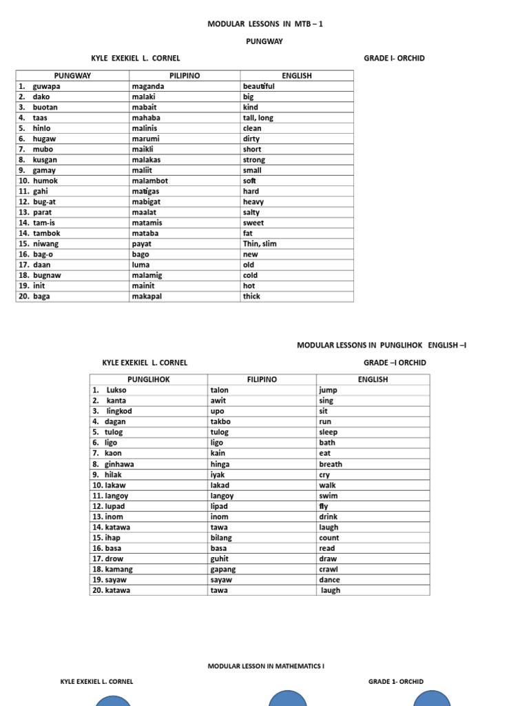 Grade 1 Bilingual Vocabulary Guide | PDF