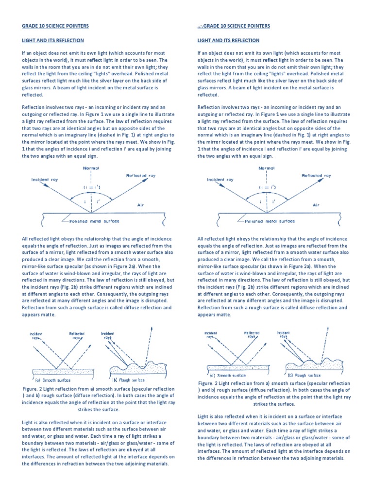 Grade 10 Science Pointers | PDF | Reflection (Physics) | Radiation