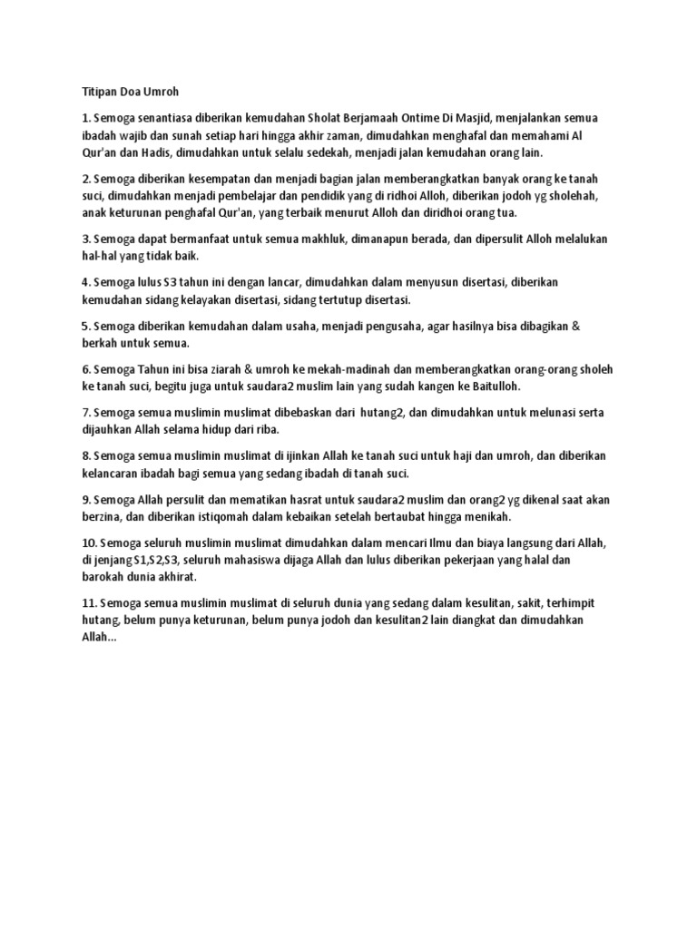 Titipan Doa Umroh | PDF | Agama & Spiritualitas