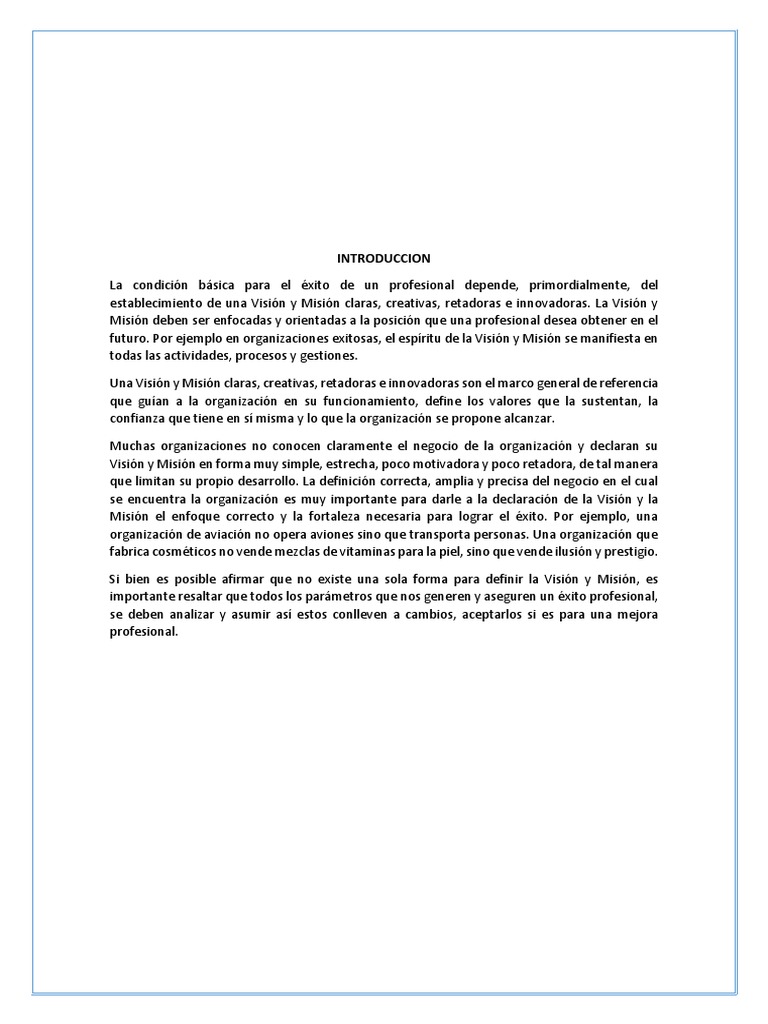 Importancia de Visión y Misión Profesional | PDF | Percepción visual | Alma