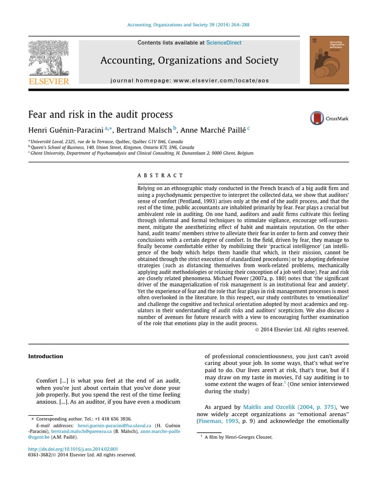 Fear and Risk in Audit Process PDF | PDF | Audit | Risk