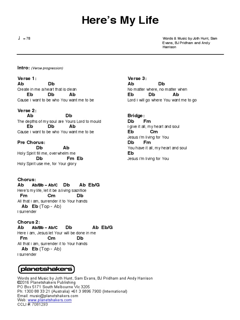 Heres My Life Chart Lyrics