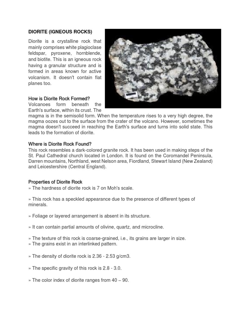 Diorite (Igneous Rocks) : How Is Diorite Rock Formed? | PDF | Rock ...
