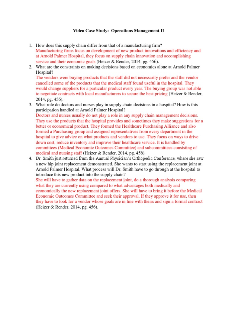 Video Case Study: Operations Management II | PDF | Inventory | Hospital