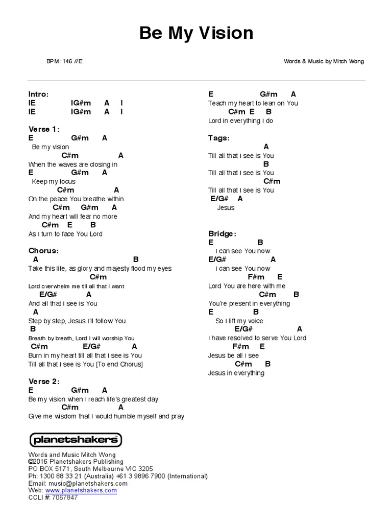 Be My Vision Chart Lyrics | PDF | Songs | Leisure