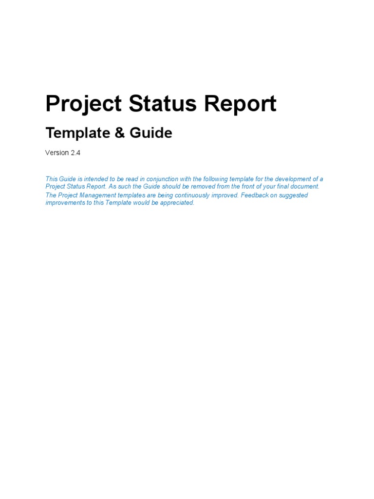 Project Status Report Template and Guide | PDF | Expense | Project ...