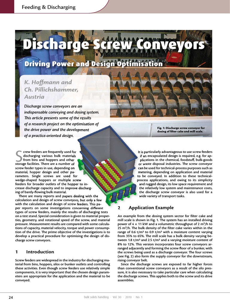 Discharge Screw Conveyors Design Selection | PDF | Screw | Propeller