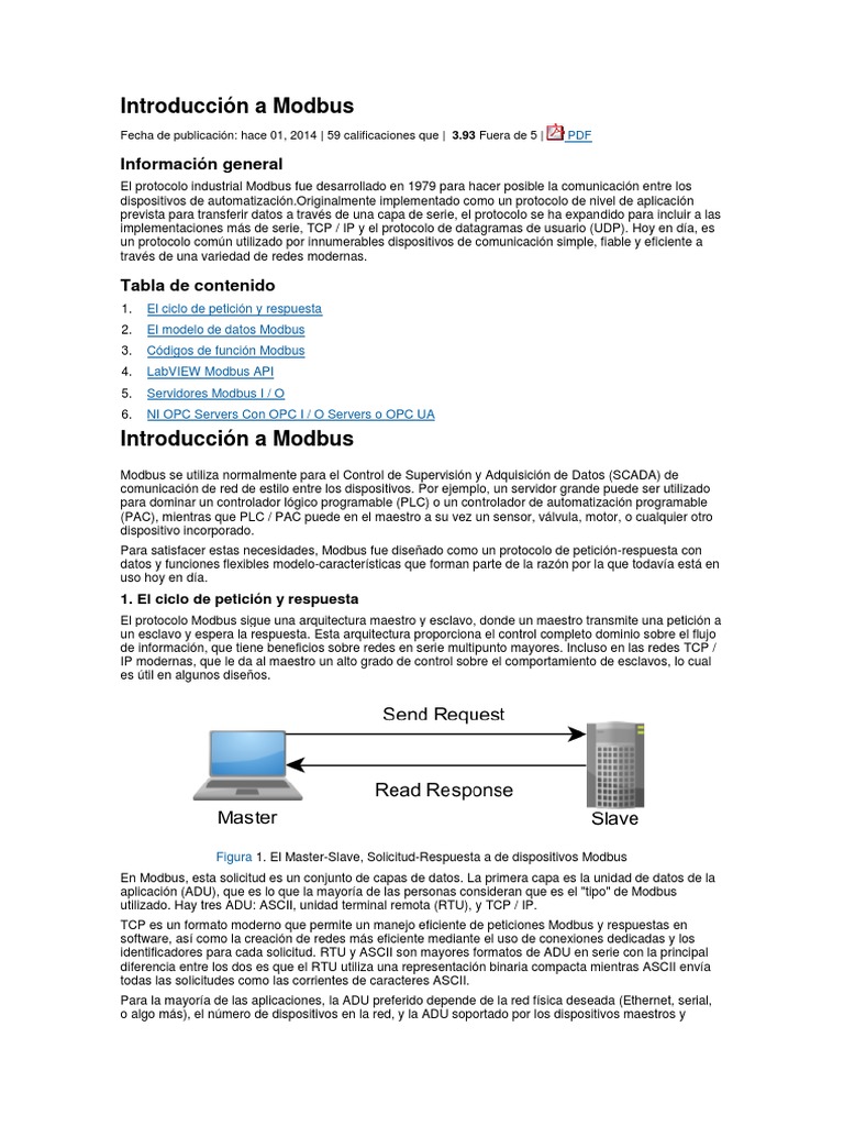 Introducción A Modbus | PDF | Servidor (Computación) | Red de computadoras