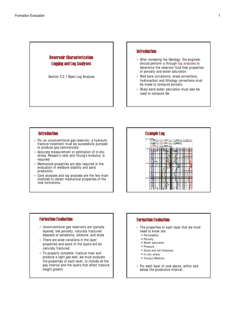 Formation Evaluation Log Analysis Introduction | PDF | Petroleum ...