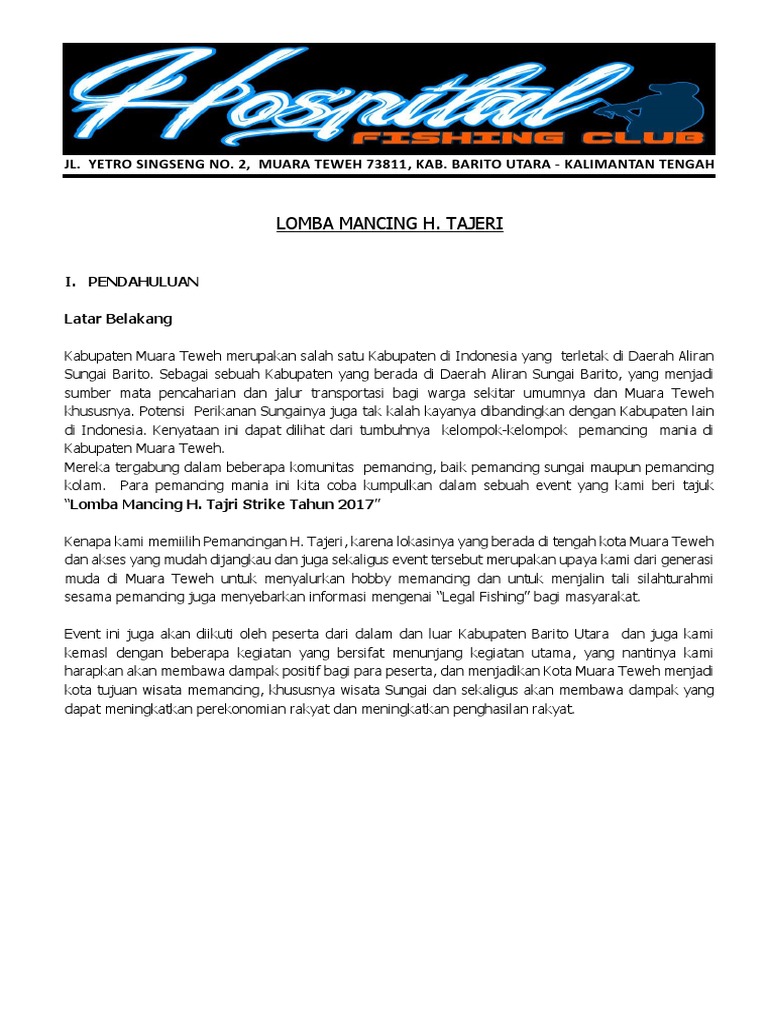 Lomba Mancing H. Tajeri 2017 Muara Teweh | PDF