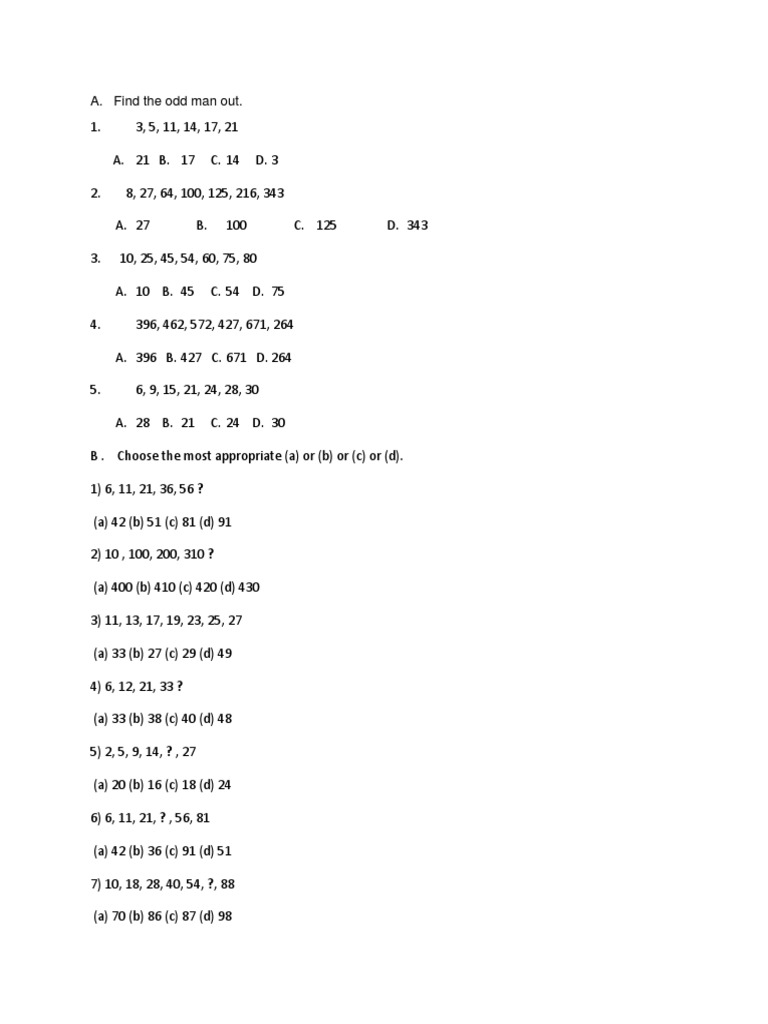 A. Find The Odd Man Out | PDF | Teaching Methods & Materials