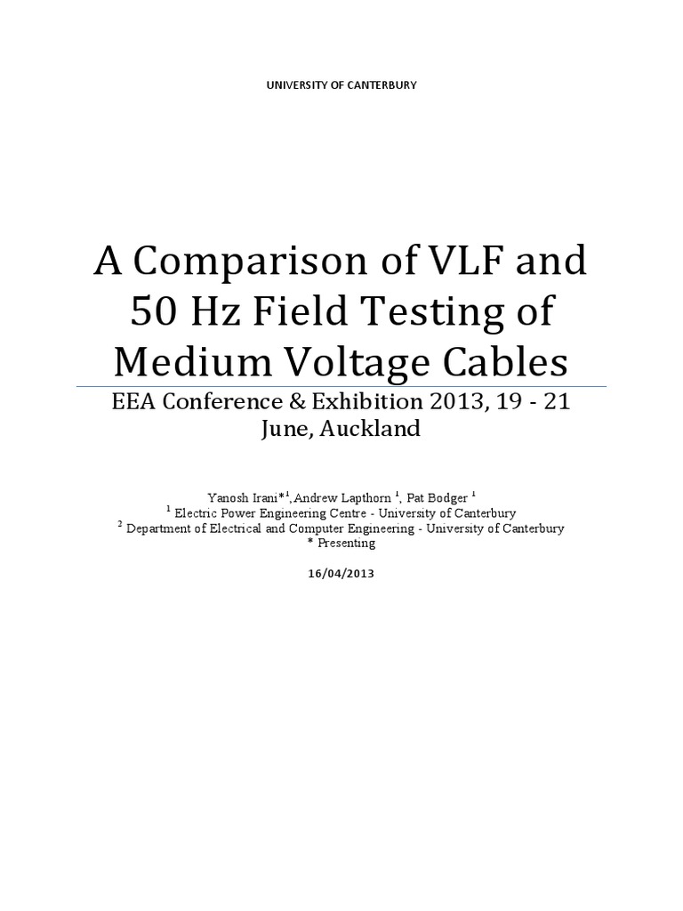 VLF vs 50 Hz Testing for MV Cables | PDF | Transformer | Capacitor
