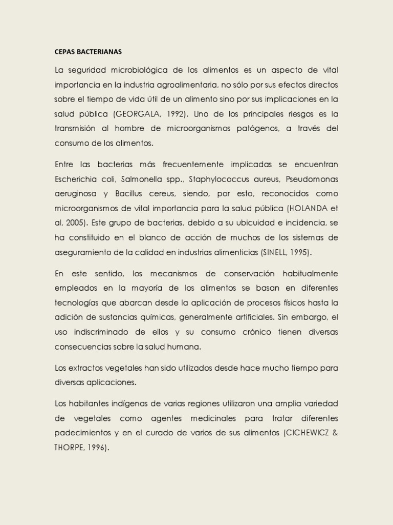 Cepas Bacterianas | PDF | Las bacterias | Alimentos