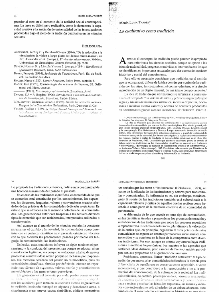 Maria Luisa Tarres Lo Cualitativo Como Tradicion | PDF Maria Luisa Tarres Lo Cualitativo Como Tradicion | PDF