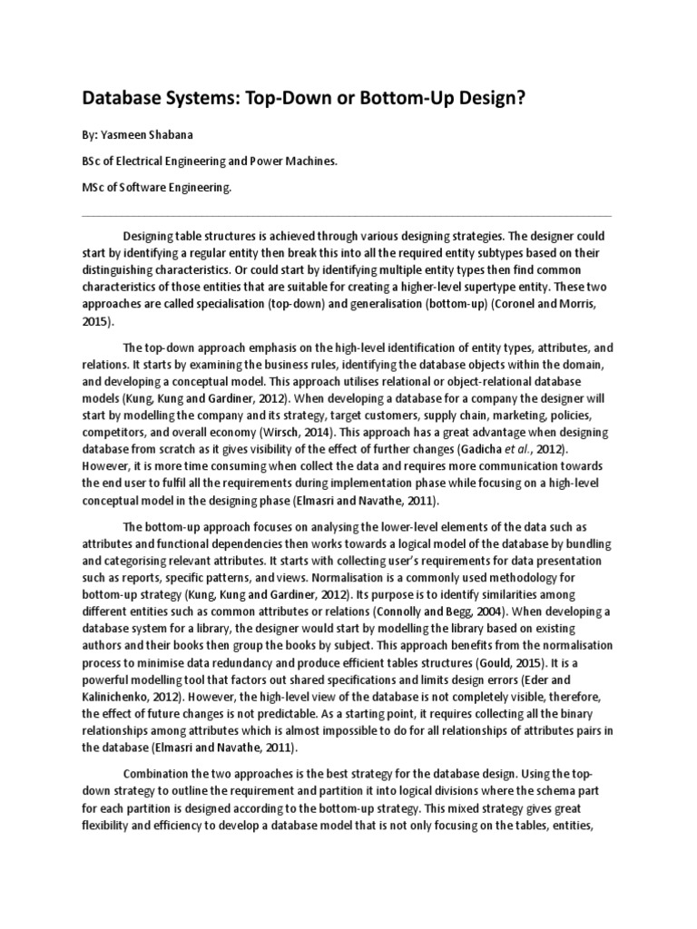 Database Systems: Top-Down or Bottom-Up Design? | PDF | Conceptual ...