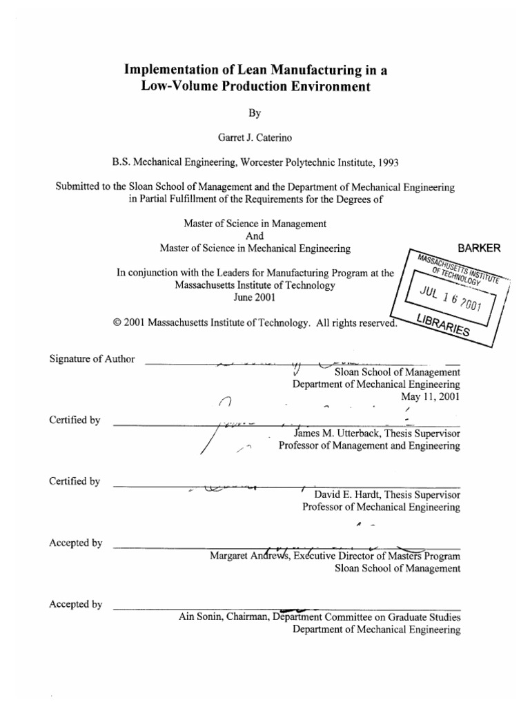 Lean Thesis MIT | PDF | Lean Manufacturing | Inventory